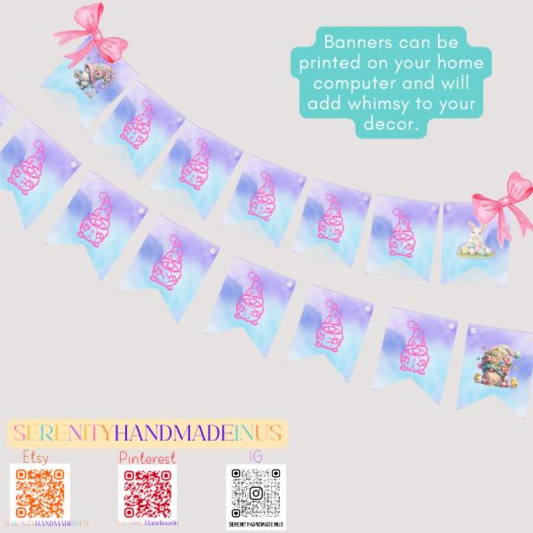 Easter Gnome Banner, Easter Printable, Easter Decor, Easter Gnome ...