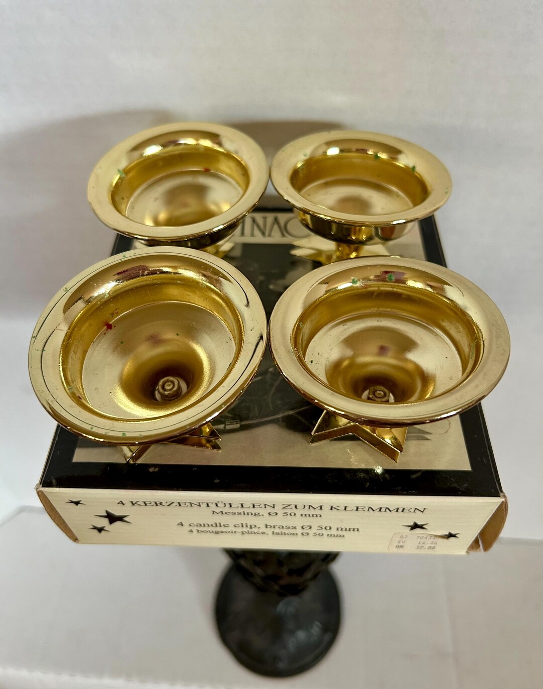 German Weihnachten Brass Candle Clips (4 Pc) - Vintage Golden Star ...