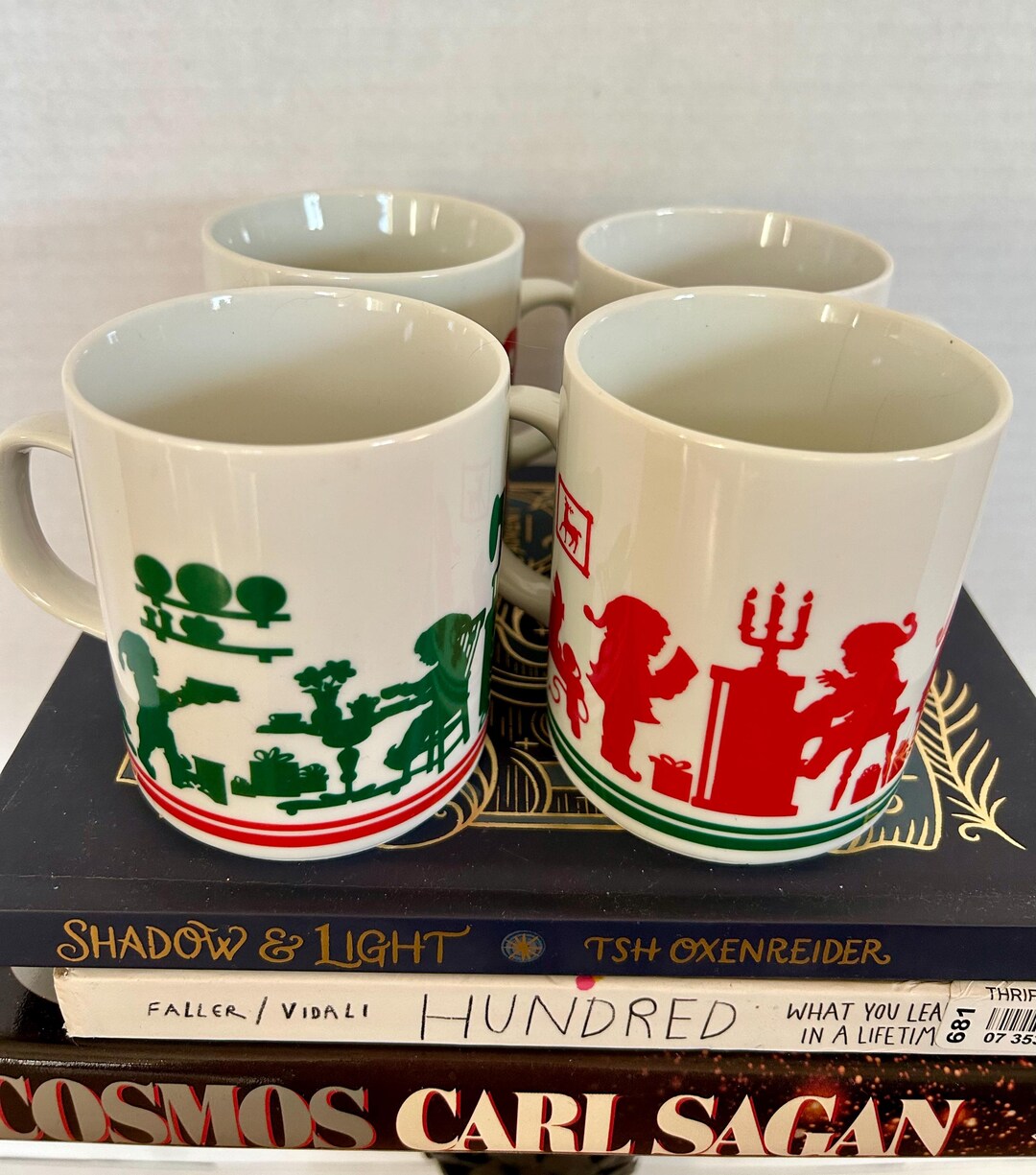 Set of 4 Vintage 1984 Avon Christmas Mugs - Red & Green Retro Yuletide ...