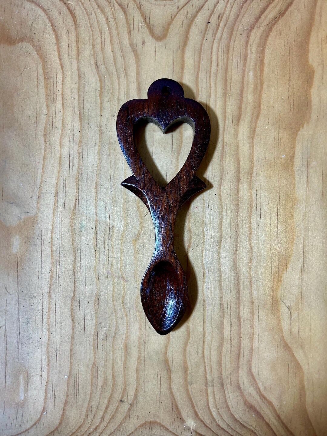Vintage Hand-carved Wooden Welsh Love Spoon - Heart and Spoon Design ...