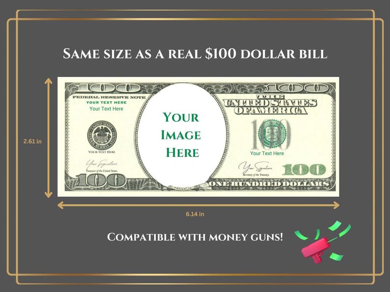 Custom 100 Dollar Bill Template, Personalized Money, Fake Dollar Bill ...
