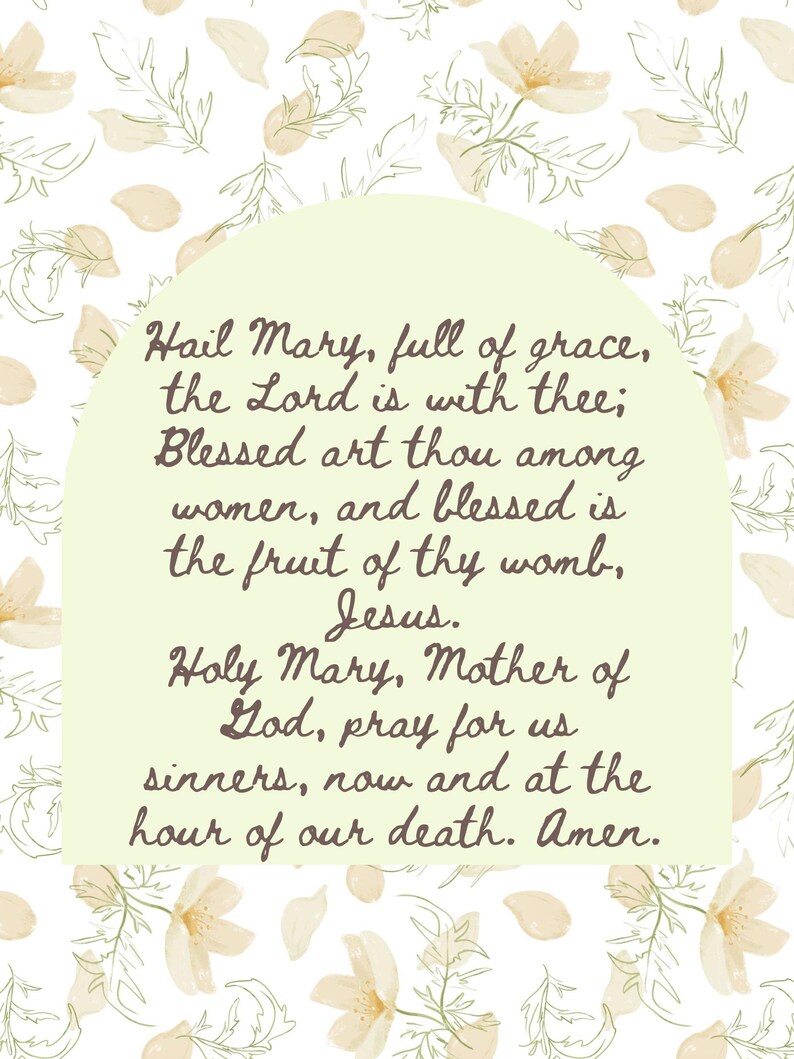 Hail Mary Prayer, Christian Digital Download, Mother Mary Prayer ...