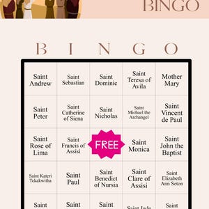 Catholic Saint Bingo Cards (set of 20 Unique Cards), Catholic Games ...