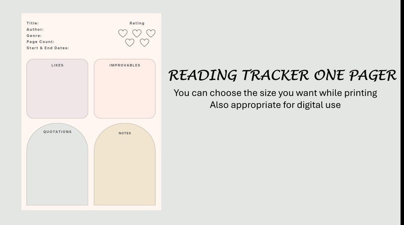 Digital Book Tracker Printable Reading Planner Book Journal Reading ...
