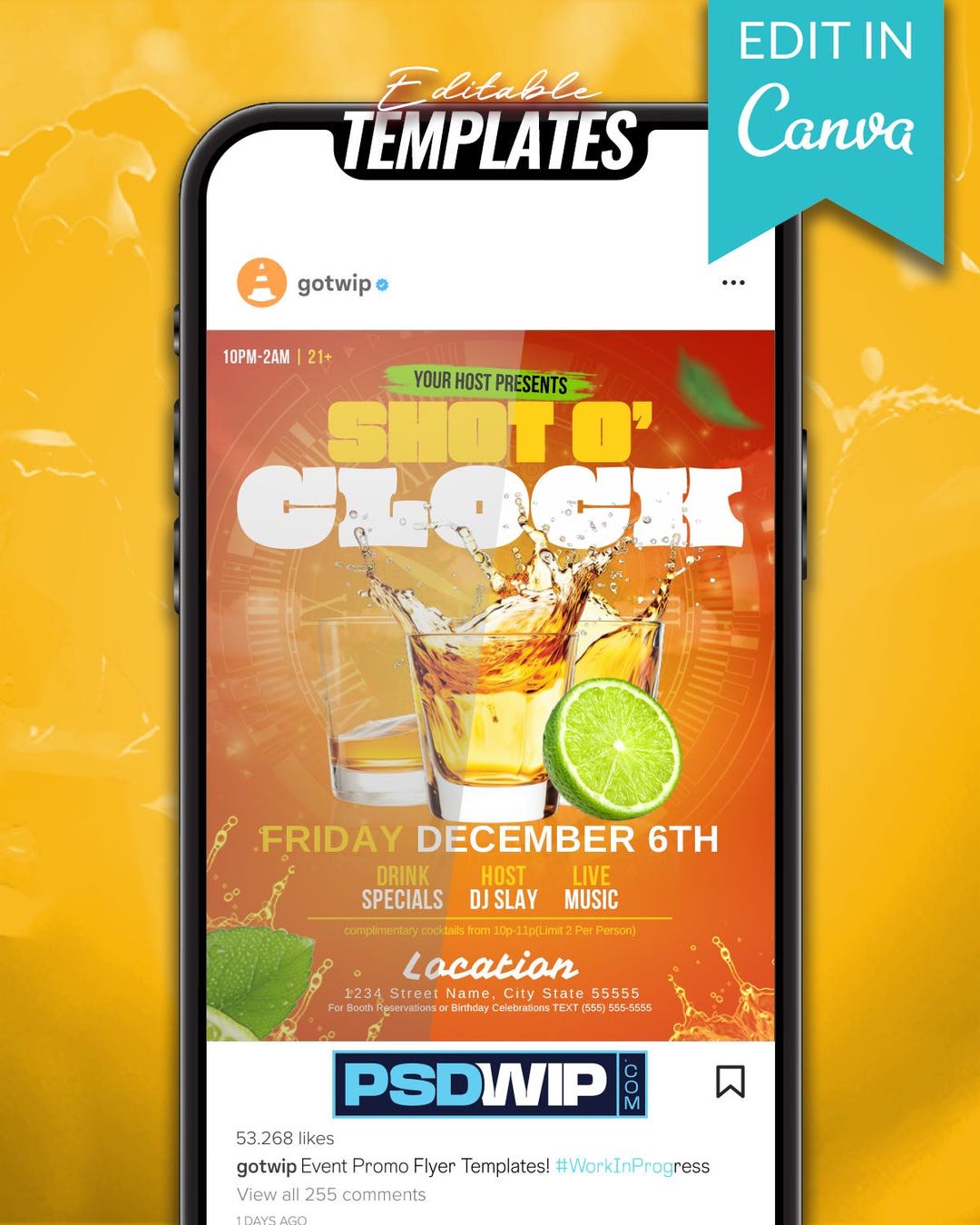 Shot O'clock Flyer (canva Template) - Etsy