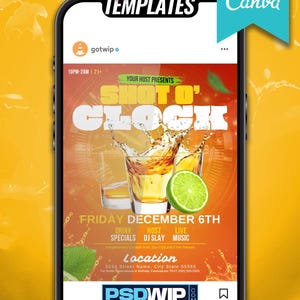 Shot O'clock Flyer (canva Template) - Etsy