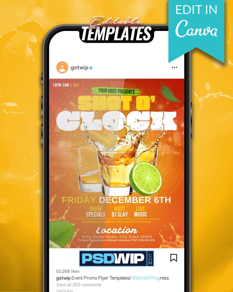Shot O'clock Flyer (canva Template) - Etsy