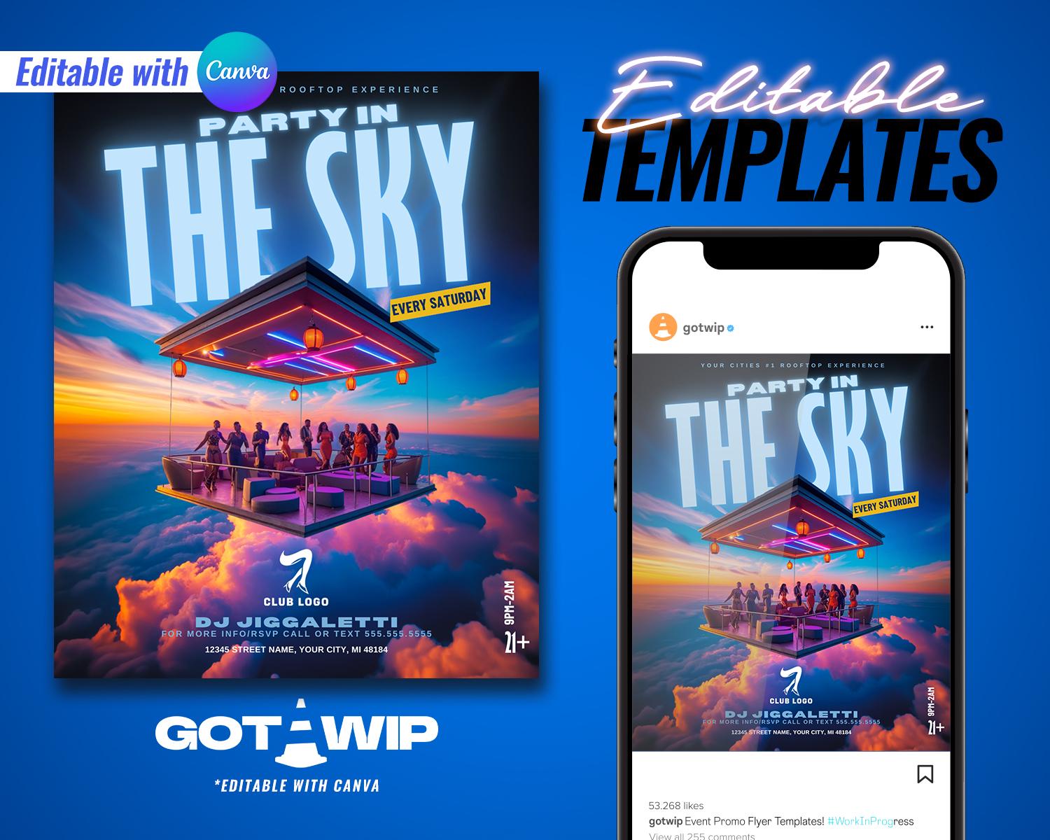 Editable Rooftop Party Flyer | Canva Template | Friday Saturday Sunday ...