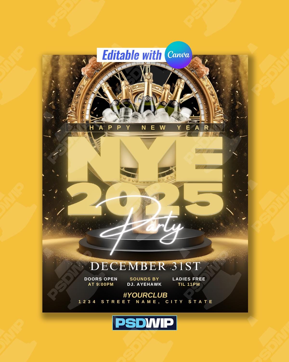 NYE new Years Ever Party Flyer Template Canva & Photoshop - Etsy