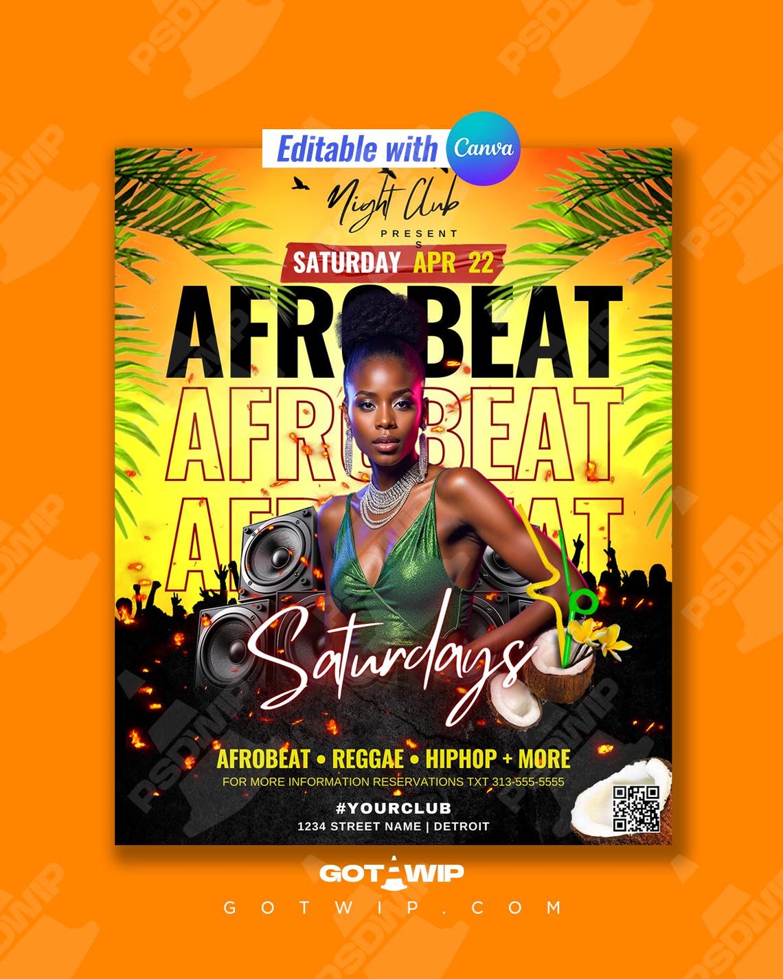 Afrobeat Saturdays Flyer | Canva Template | Party Event Design - Etsy