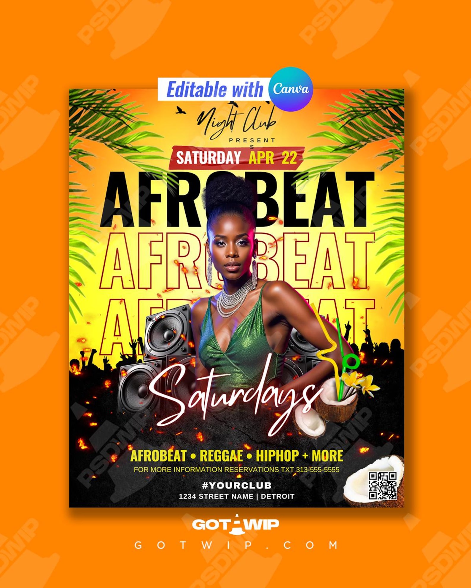 Afrobeat Saturdays Flyer | Canva Template | Party Event Design - Etsy