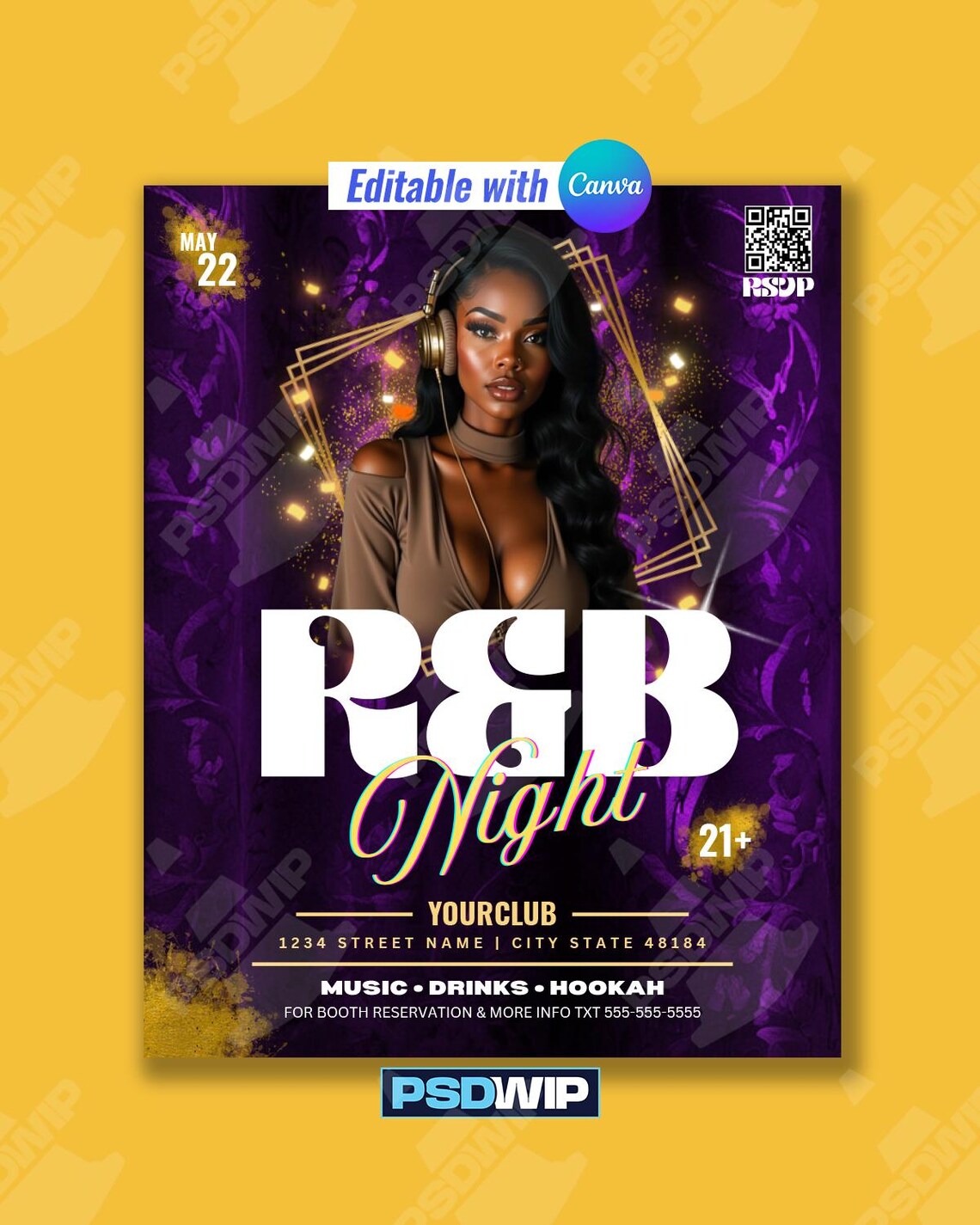 Editable R&B Party Flyer (canva) Template - Etsy