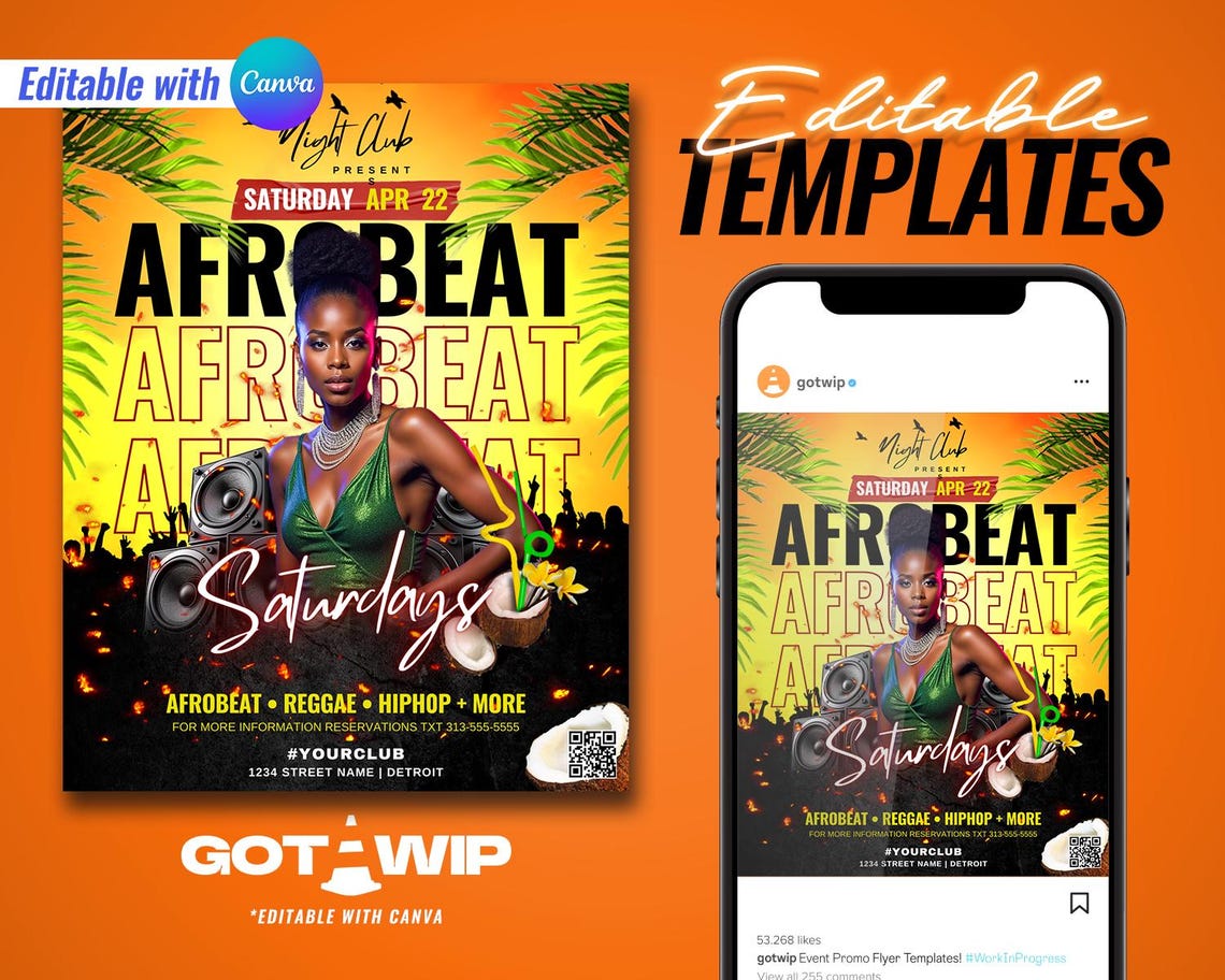 Afrobeat Saturdays Flyer | Canva Template | Party Event Design - Etsy