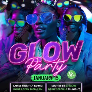 Glow Party Flyer Template (photoshop) - Etsy