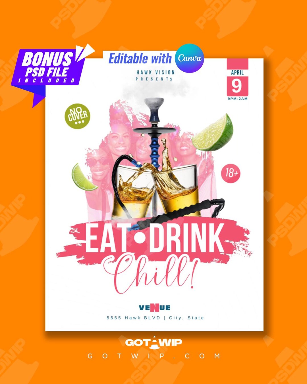 Eat Drink Chill Flyer | Canva & PSD Template | Club Party Design ...