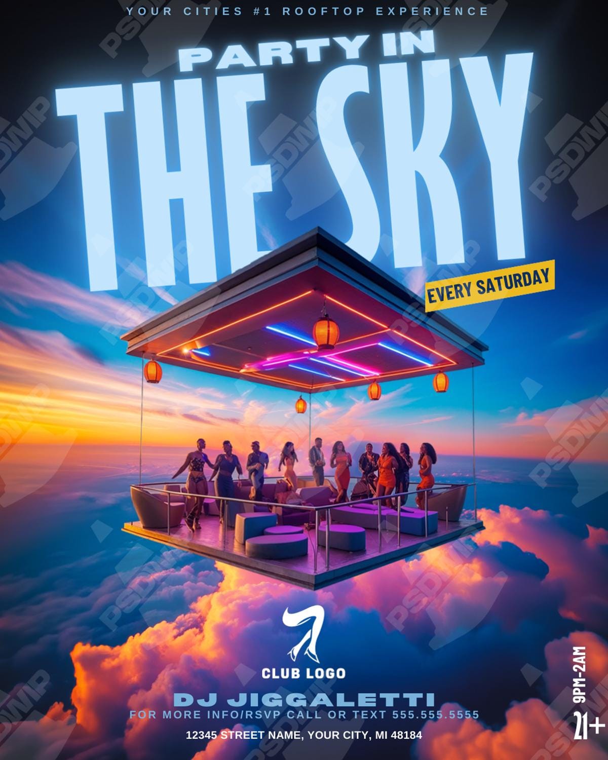 Editable Rooftop Party Flyer | Canva Template | Friday Saturday Sunday ...