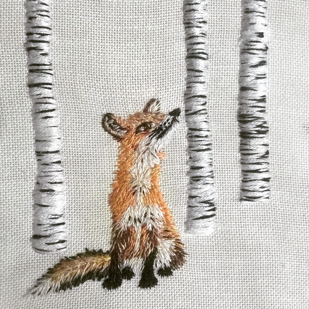 Little Fox Embroidery Art, Hoop Embroidery Art, Handmade Embroidery Art ...