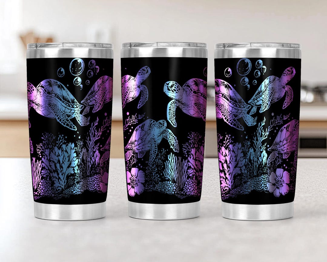 Turtles Wrap Laser Svg 20oz Laser Engraved Tumbler Wrap Turtle Floral ...
