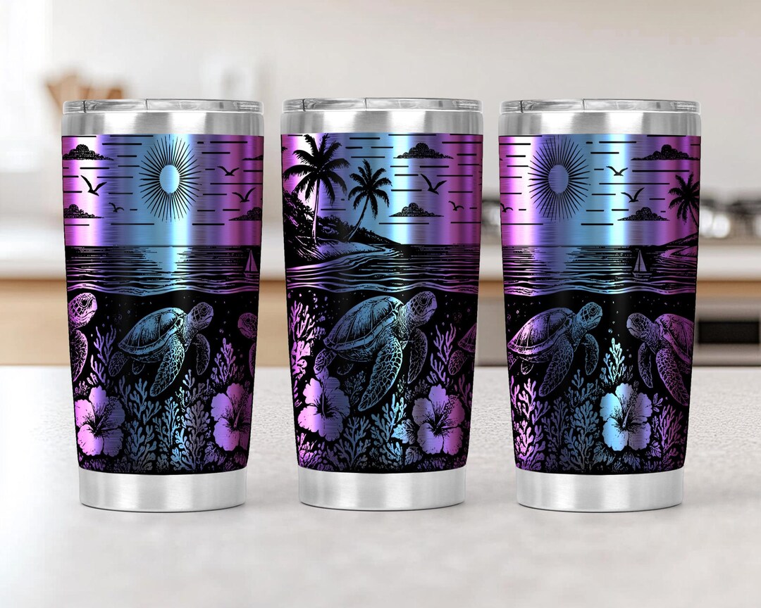 Sea Turtle Tumbler Wrap Laser Svg, 20oz Laser Engraved Baby Turtle ...