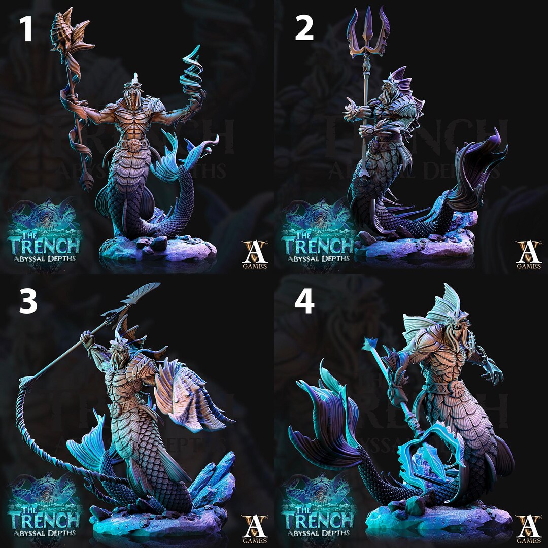 Merrow 3D Printed Sea Depths Miniature for Tabletop Rpgs and D&D ...