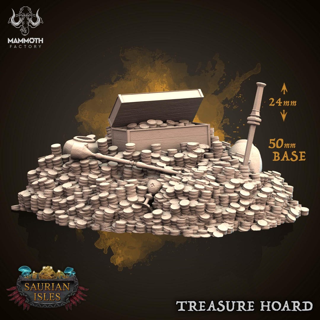 Treasure Horde 3D Printed Miniature for Tabletop Rpgs and D&D, Mammoth ...