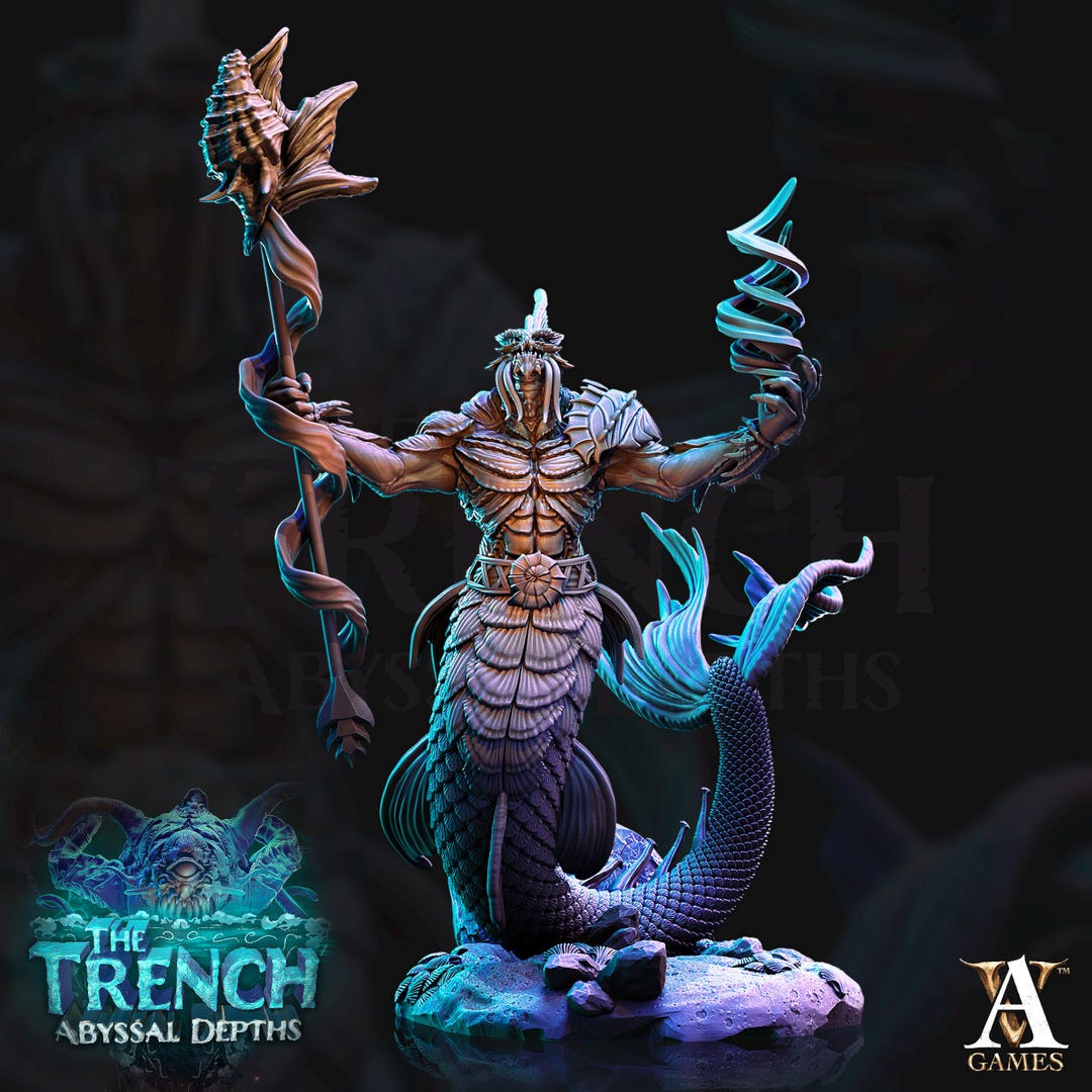 Merrow | Sea Ocean Sahuagin Miniature | Archvillain Games | the Trench ...