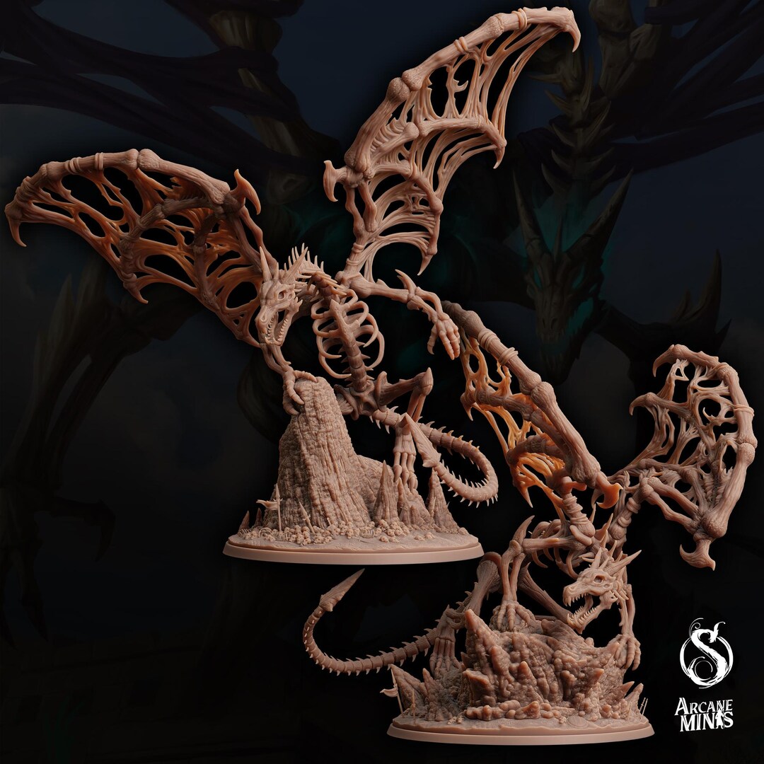 Bone Dragon 3D Printed Undead Dragon Miniature for Tabletop Rpgs and D ...