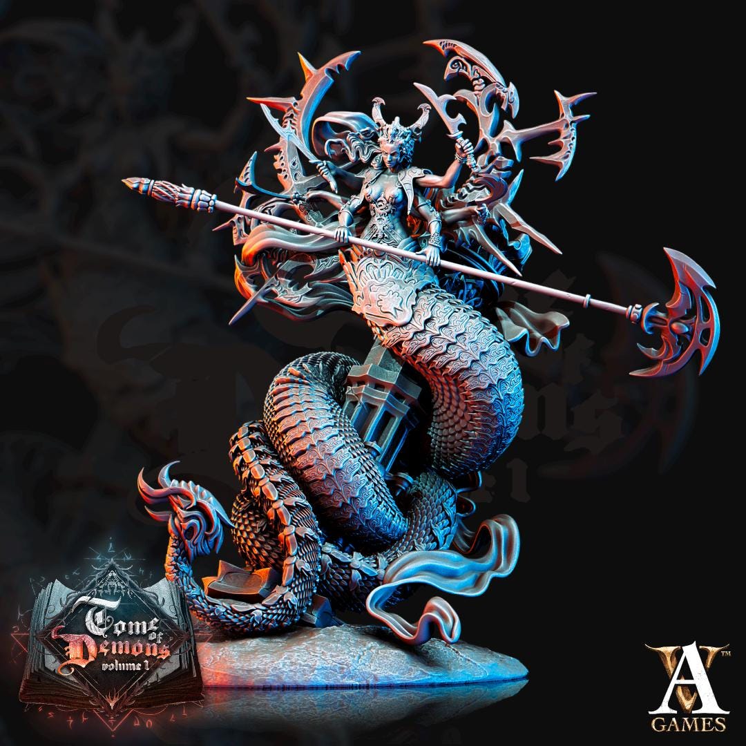Essetria | Female Demon Medusa Snake Miniature | Archvillain Games | Tome of Demons Vol 1 | 3d ...