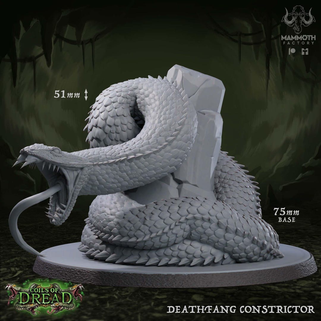 Deathfang Constrictor | Serpent Snake Beast Miniature | Mammoth Factory ...
