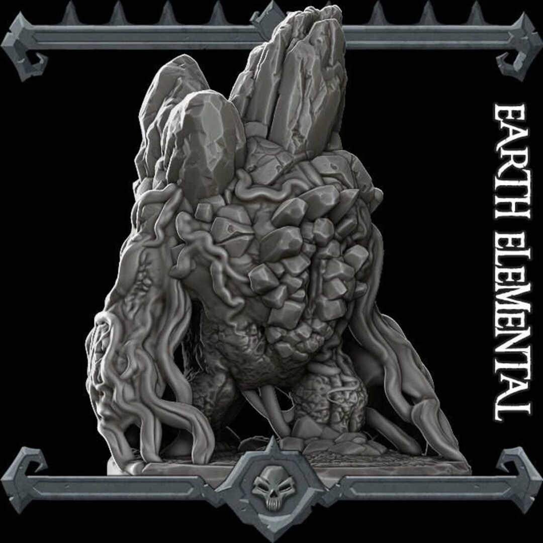 Earth Elemental 3D Printed Stone Guardian Miniature for Tabletop Rpgs ...