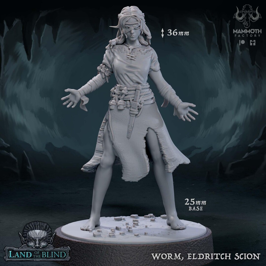 Worm Eldritch Scion | Female Sorcerer Wizard Warlock Miniature | Mammoth Factory | Land of the ...