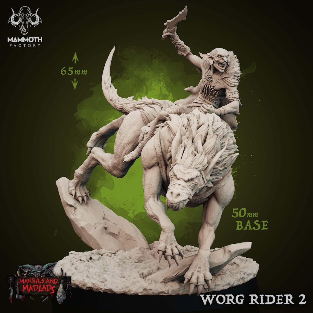 Worg Rider - 3D Printed Goblin Miniature for Tabletop Rpgs and D&D ...