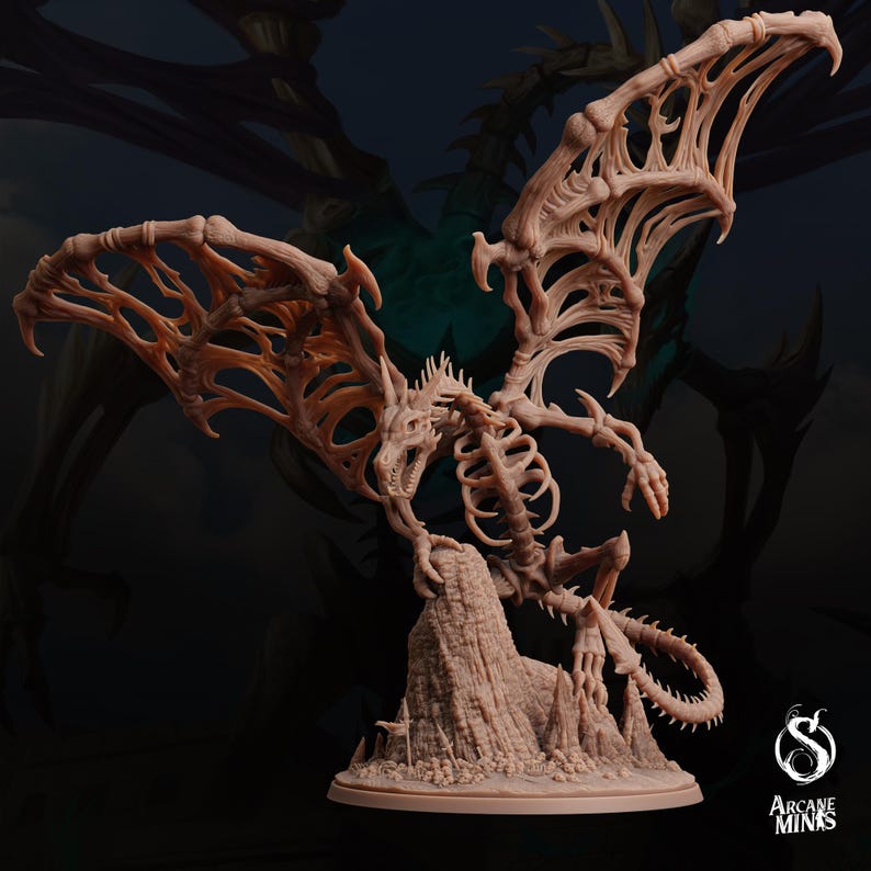 Bone Dragon 3D Printed Undead Dragon Miniature for Tabletop Rpgs and D ...