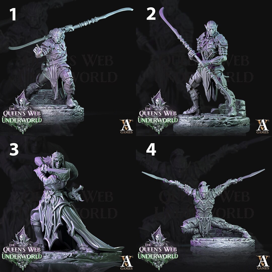 Dark Elf Melee 3D Printed Underdark Creature Miniature for Tabletop ...