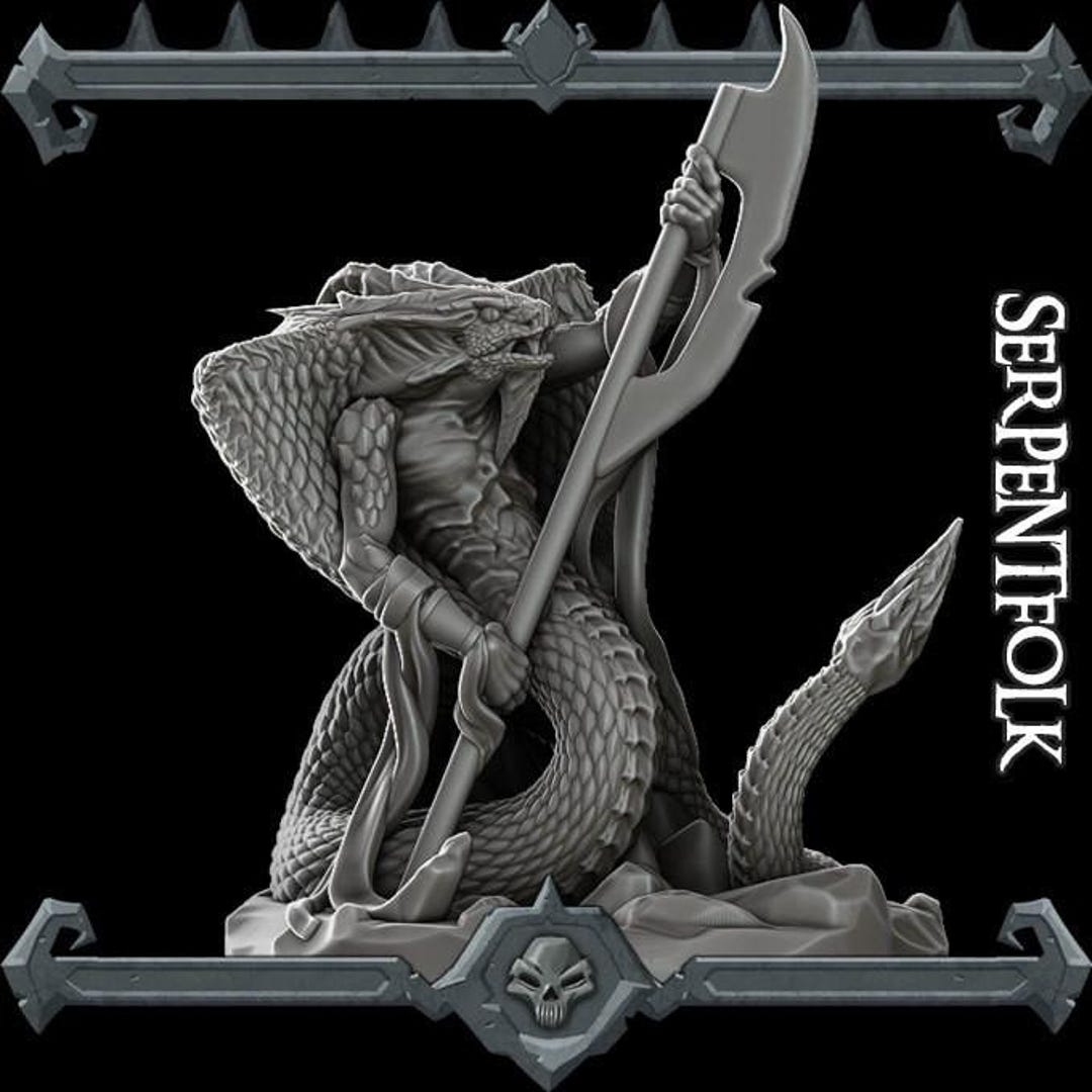 Serpent Folk 3D Printed Reptilian Humanoid Miniature for Tabletop Rpgs ...