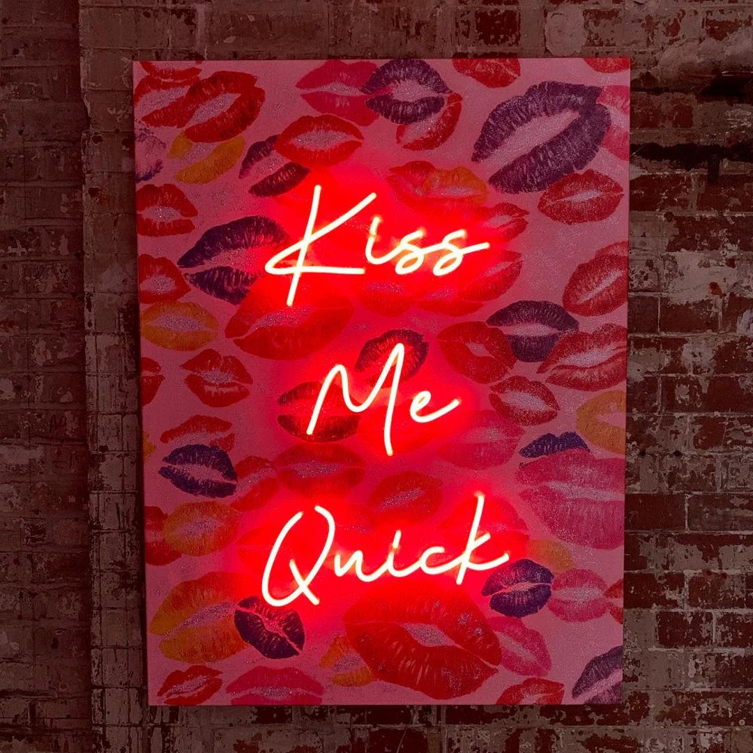 Kiss Me Quick Neon Sign LED Wall Art, Neon Decor for Rooms, Bright Wall ...