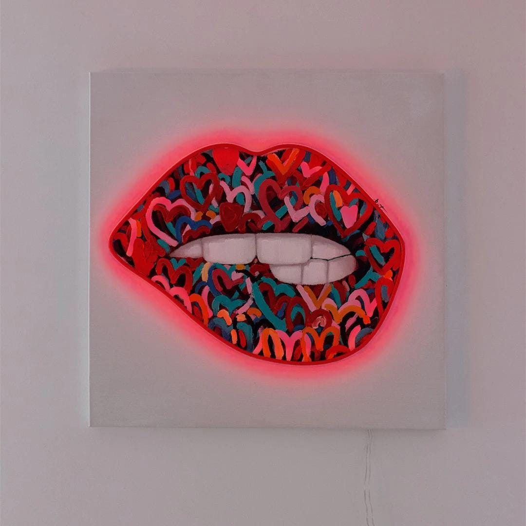 Neon Mouth Sign LED Neon Poster Wall Decor Vibrant Home Decoration ...