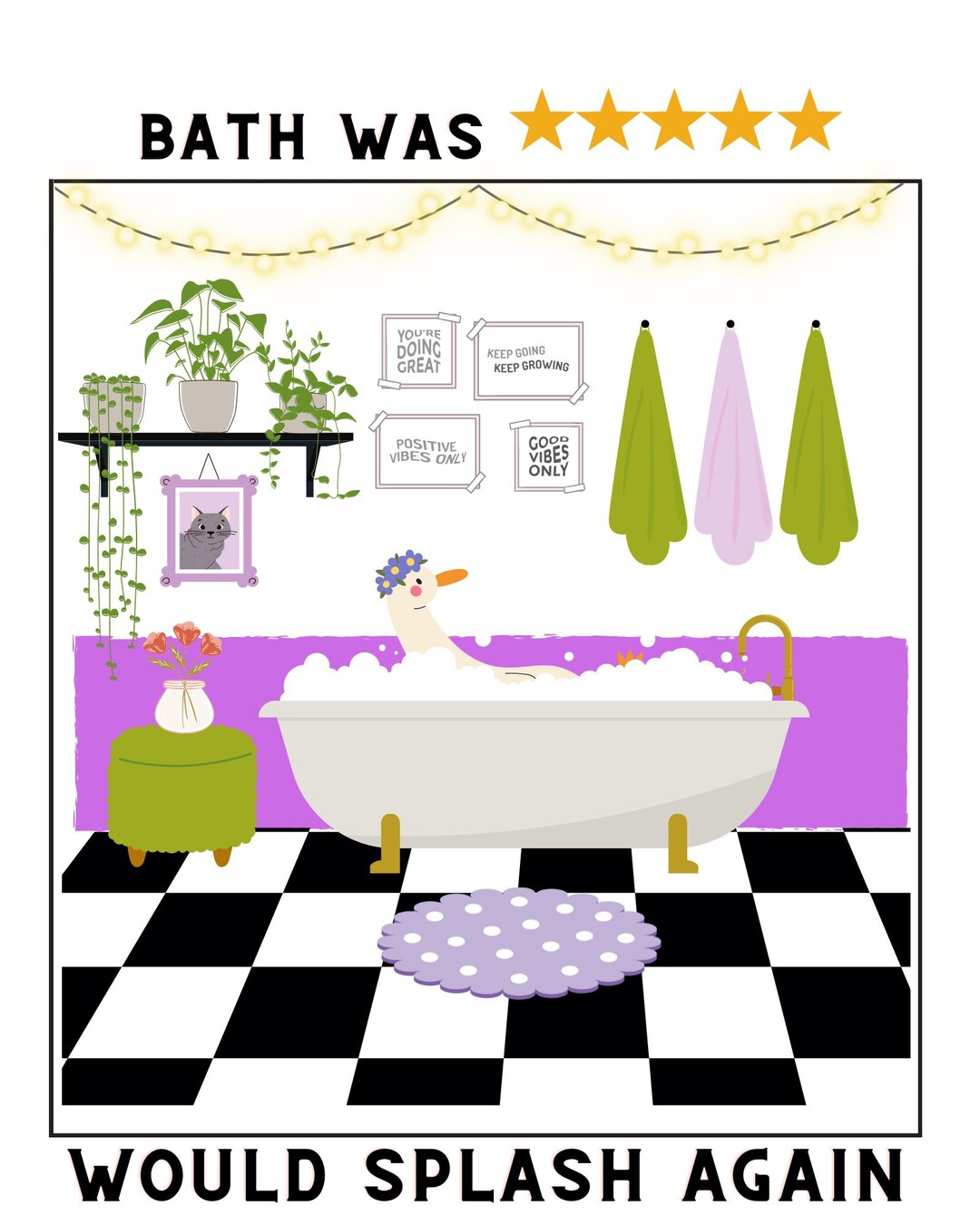 Goose Bath Art Print, Trendy Kitsch Bathroom Decor (digital Download ...