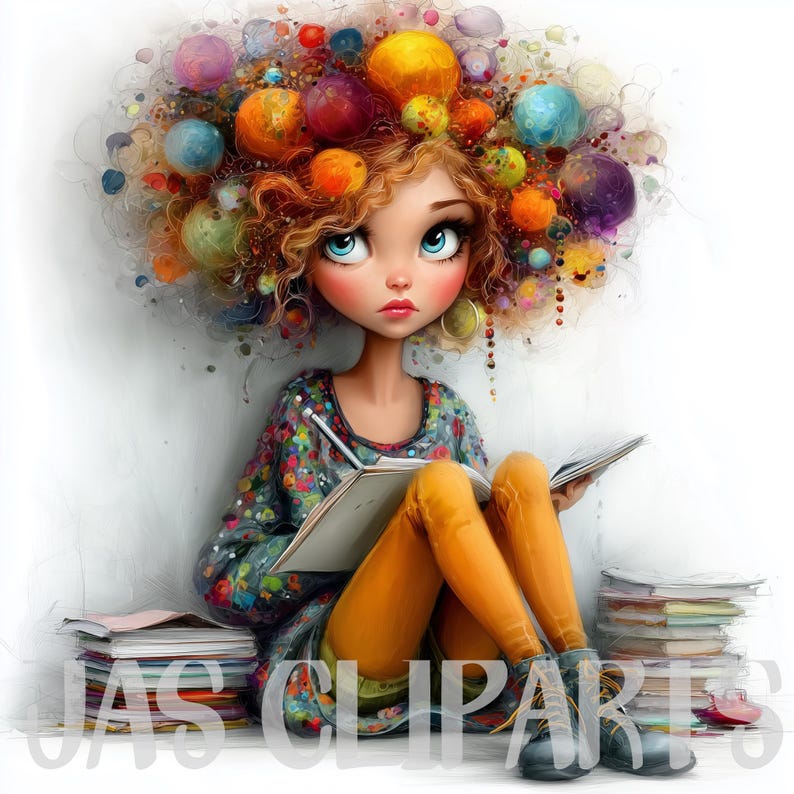 9 Quirky Cute Student Clipart: Whimsical Digital Art Cute Watercolor ...