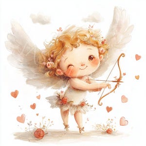 14 Valentines Day Cupid Clipart, Commercial Use, Whimsical Valentine ...