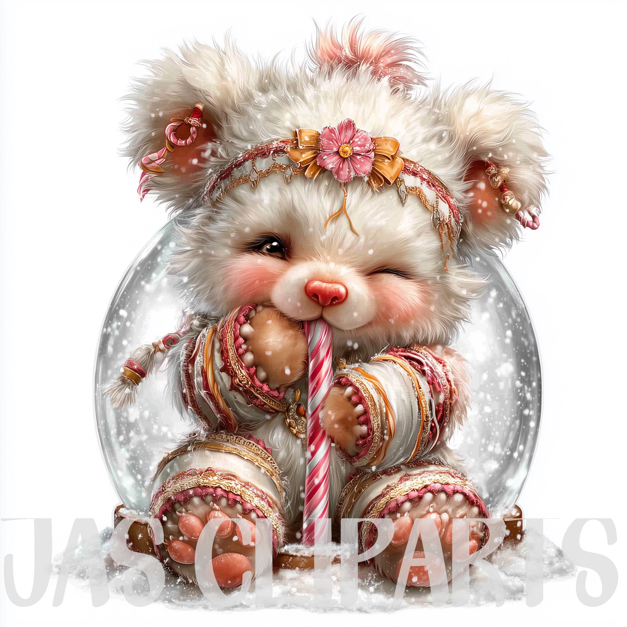 40 Christmas Teddy Bear Clipart: Festive Holiday Graphics Snow Globe ...