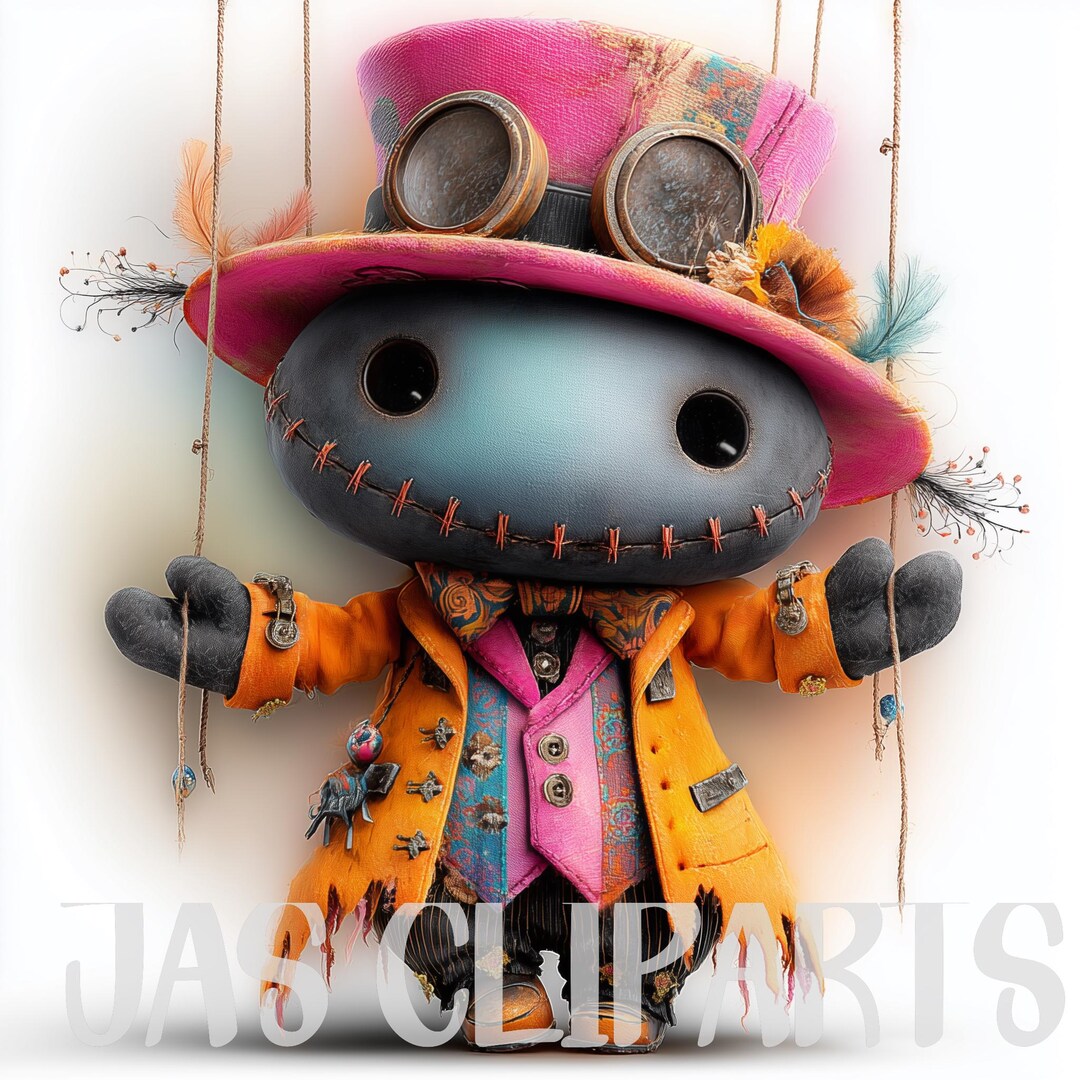 12 Quirky Puppet Doll Girl Clipart: Whimsical Halloween Puppet Cute ...