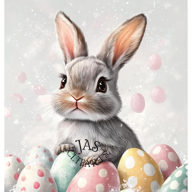 Watercolor Easter Bunny Clipart – Pastel Eggs, Spring Illustration ...