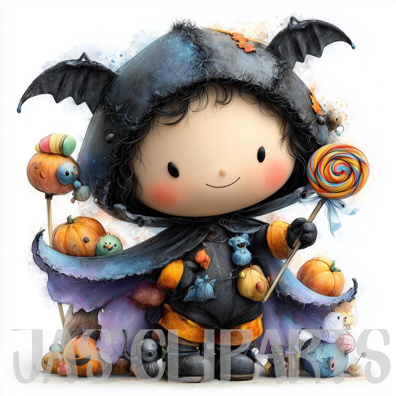 13 Cute Halloween Candy Kids Clipart: Whimsical Trick or Treat Digital ...