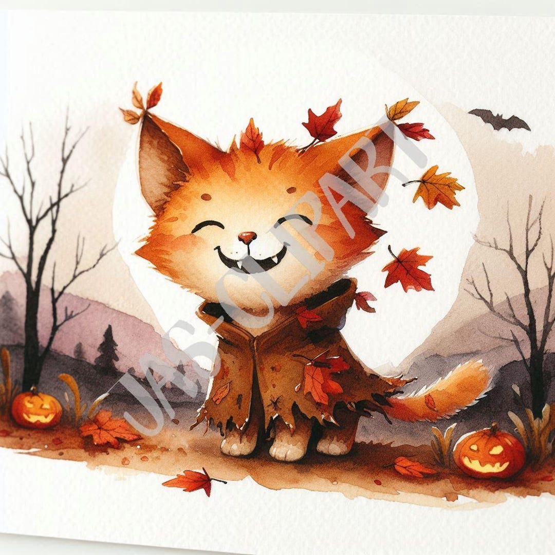 Adorable Fall Fox Clipart – Cute Halloween Animal PNG for Kids Shirt ...