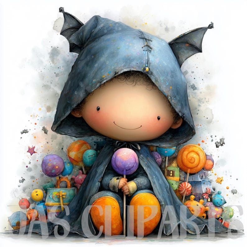 13 Cute Halloween Candy Kids Clipart: Whimsical Trick or Treat Digital ...