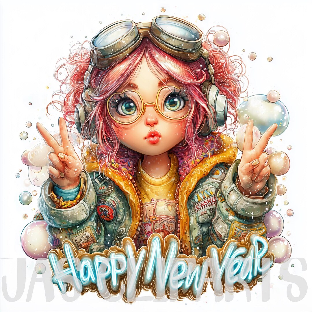 18 Happy New Year Girl Clipart Bundle: City Girl Illustrations, Fashion ...