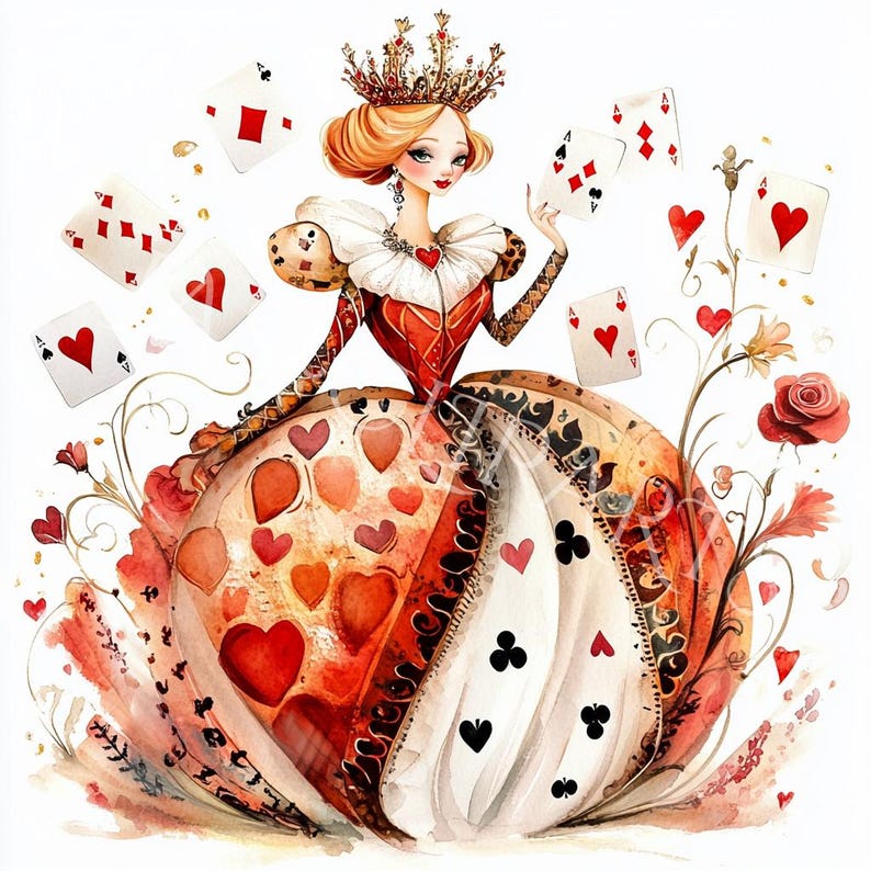 Queen of Hearts PNG Bundle: Playing Card Whimsical Dreamy Wonderland ...
