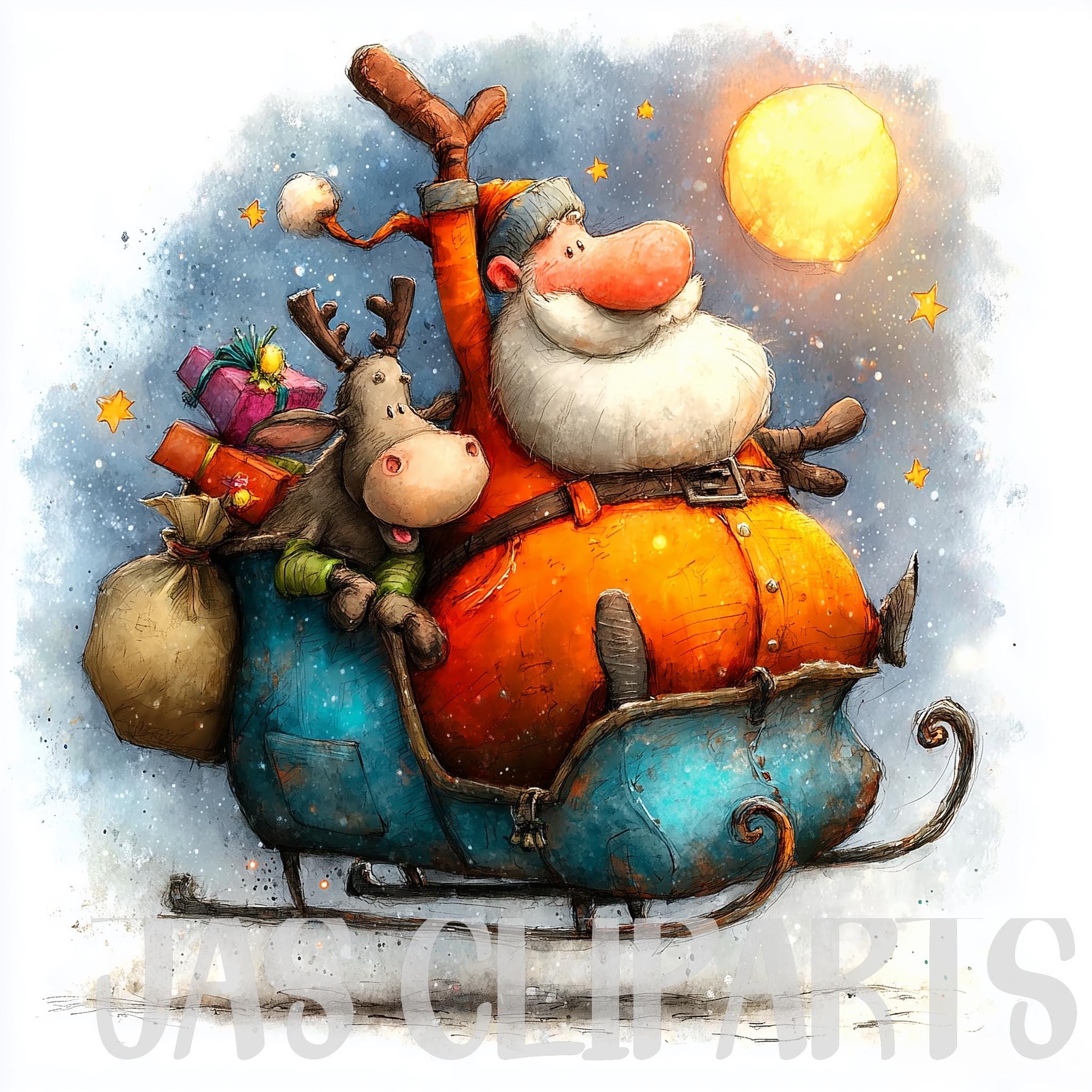 10 Santa Claus Clipart Bundle: Christmas Holiday PNG, Cute Santa and ...