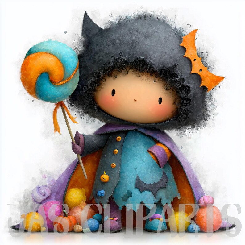 13 Cute Halloween Candy Kids Clipart: Whimsical Trick or Treat Digital ...